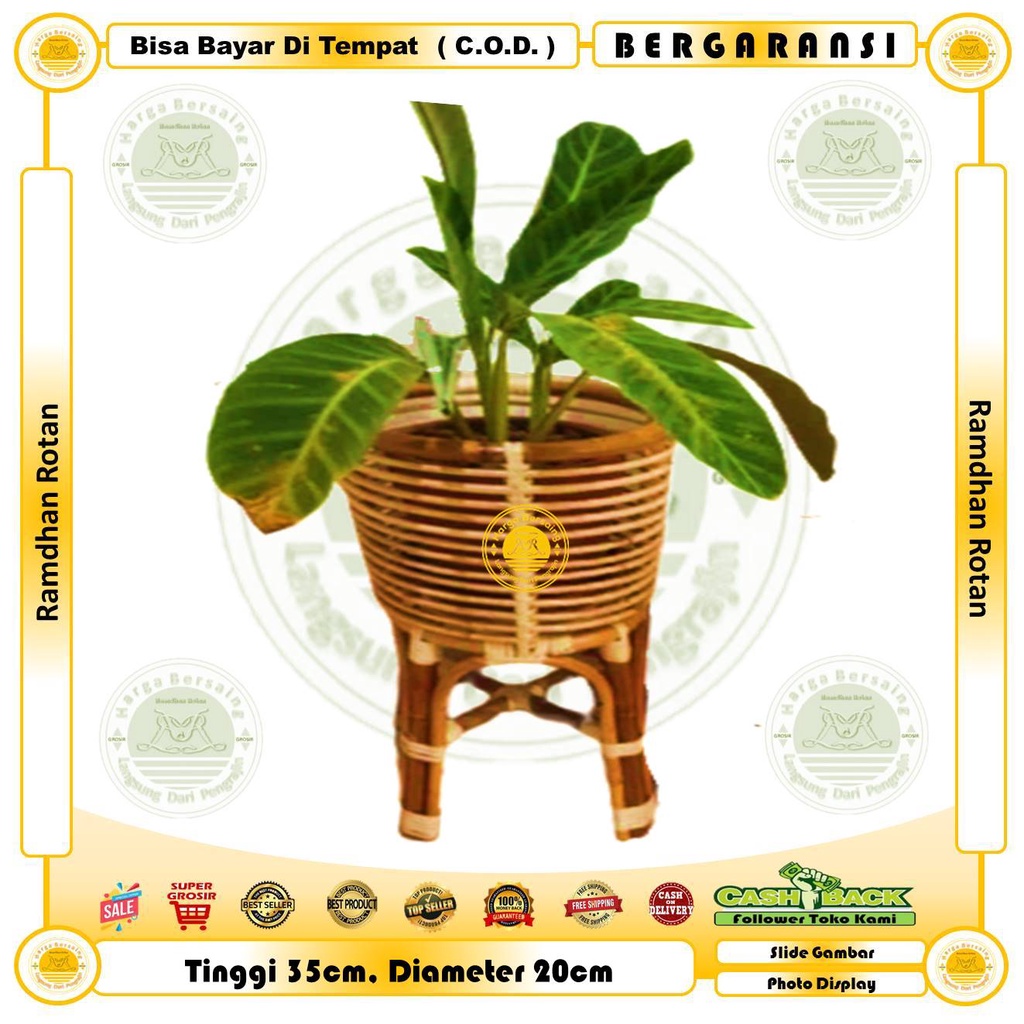 Jual Standing Pot Tinggi 35 cm Bahan Rotan - Tempat Pot Dari Rotan ...