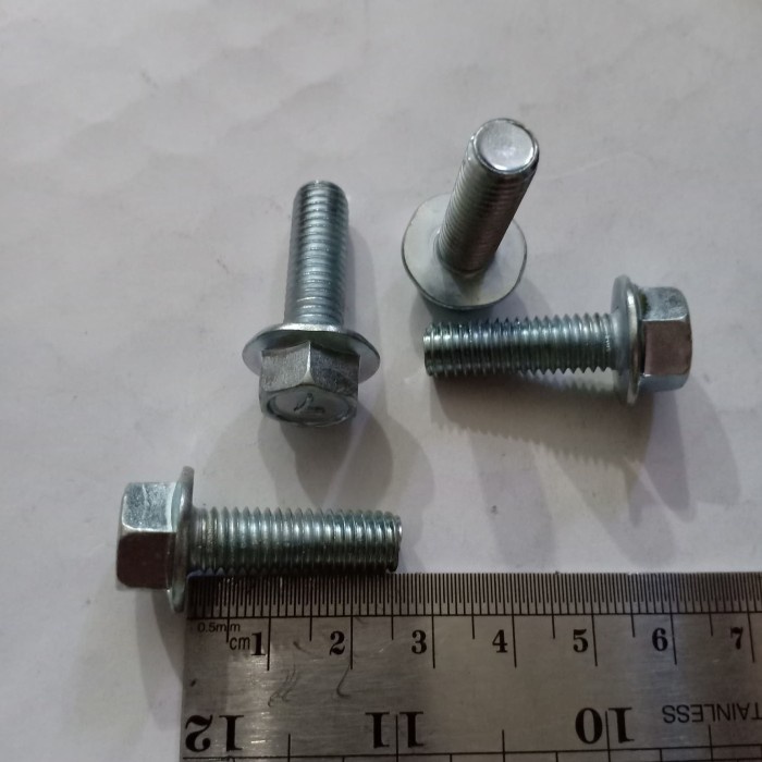 Jual wmkne0d Baut Topi 12 8X25 Putih Flange Bolt Fe02F0 | Shopee Indonesia