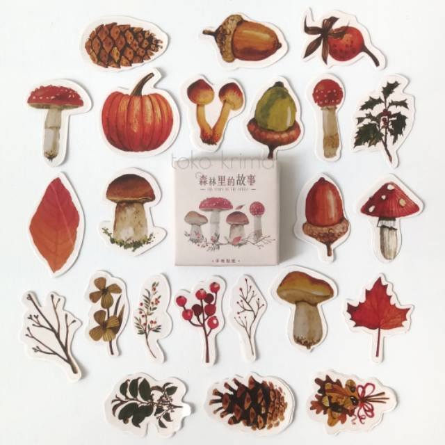 Jual Set Stiker Sticker Box Mini Isi 46 pcs the Tema Jamur Untuk Deco ...