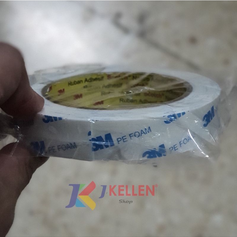 Jual Double Tape 3M Doble Tip Busa Putih PE Foam White Permukaan Lem 2 Sisi - 20mm x 4meter ...