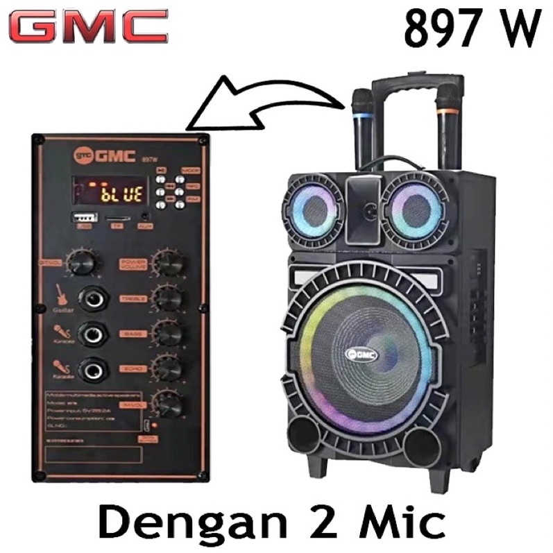 Jual SPEAKER PORTABLE BLUETOOTH GMC 897W 897 W BONUS 2 MIC WIRELESS ...