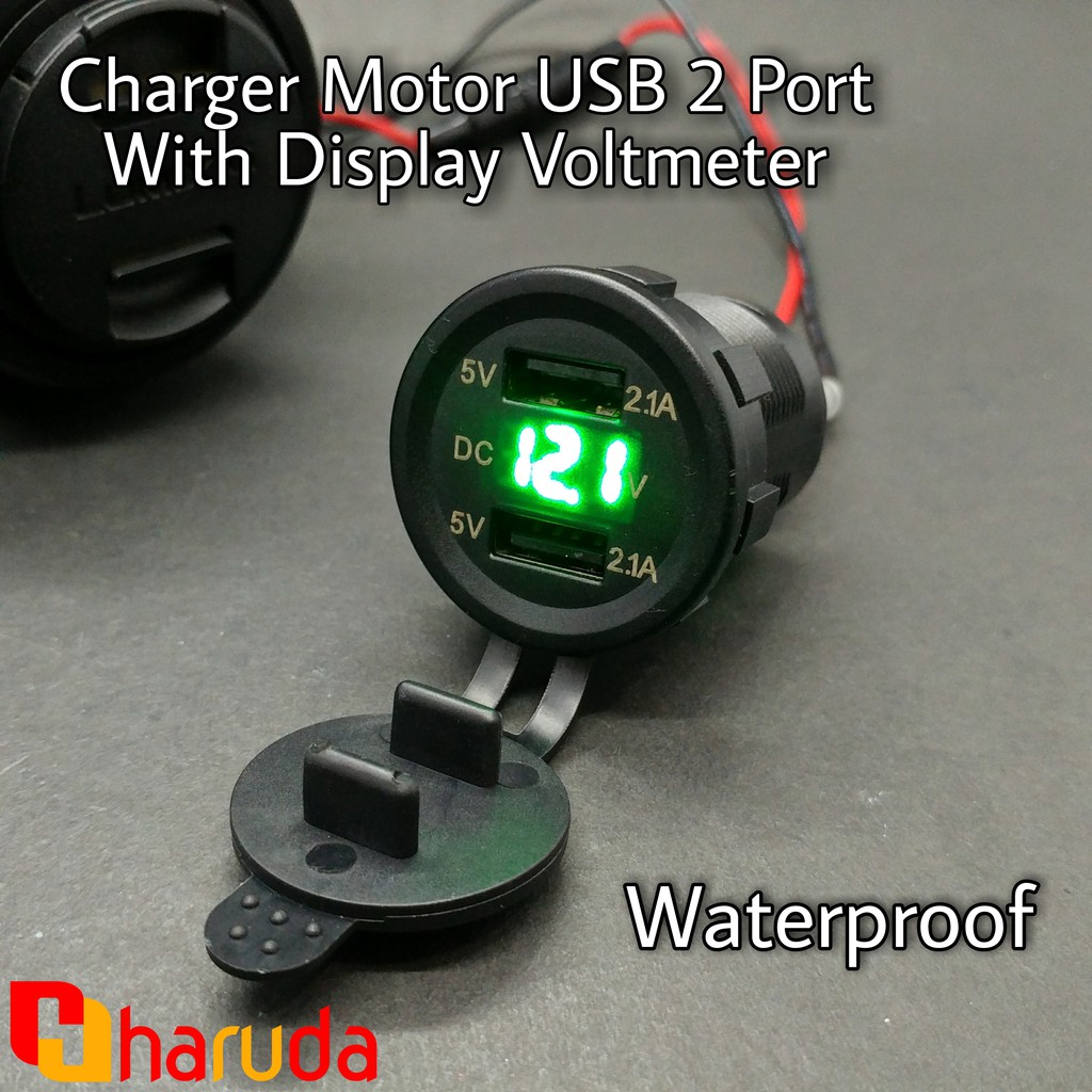 Jual Charger Motor USB 2 Port With Display Voltmeter | Shopee Indonesia