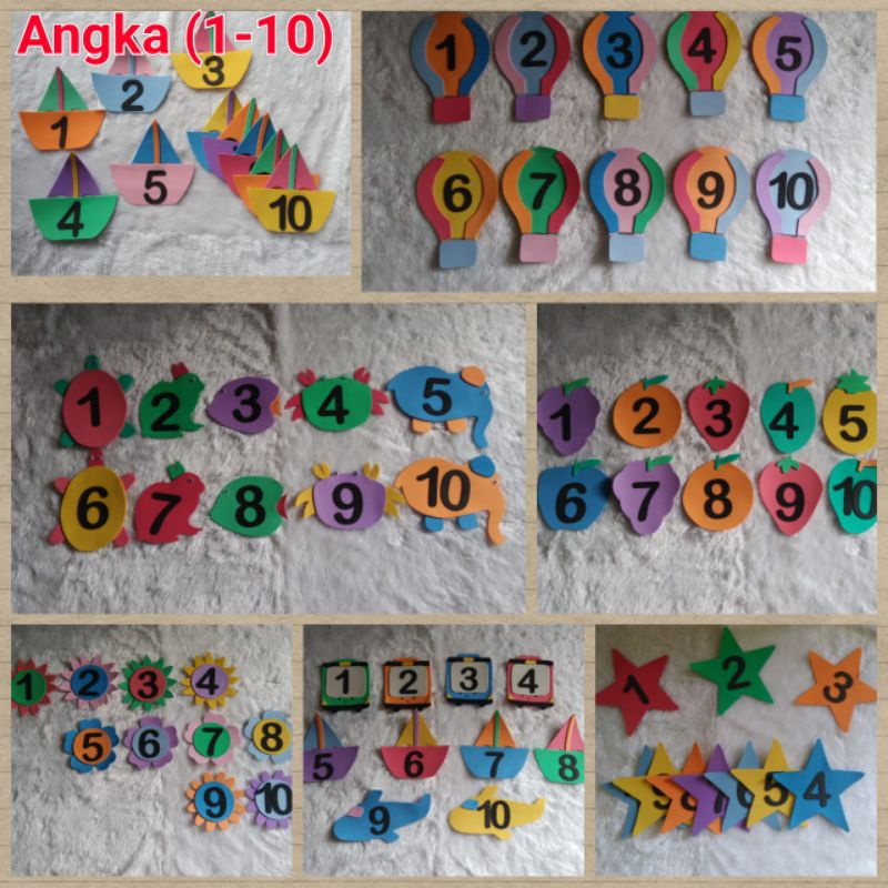 Jual Hiasan dinding Kelas Mainan edukasi anak peraga tempel angka 1-10 ...