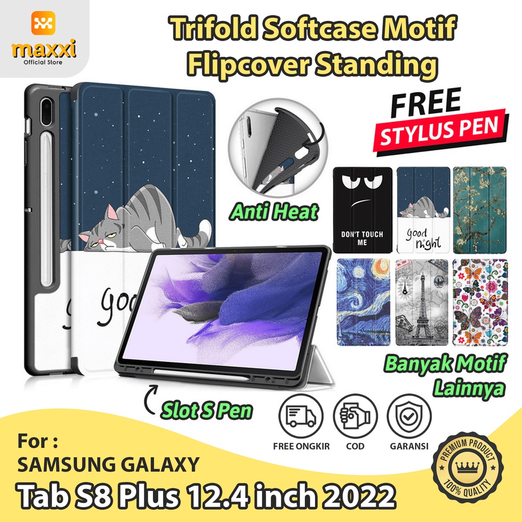 Jual Samsung Tab S8+ S8 Plus 2020 X806 Trifold Motif Hard Case Book ...