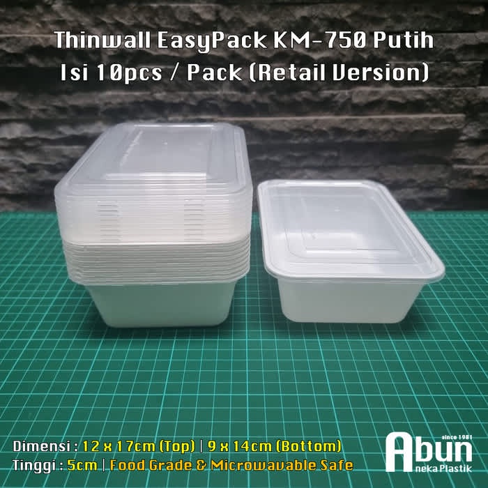 Jual Thinwall EasyPack KM-750 ML Putih Isi 10pcs (Best Value) | Shopee Indonesia