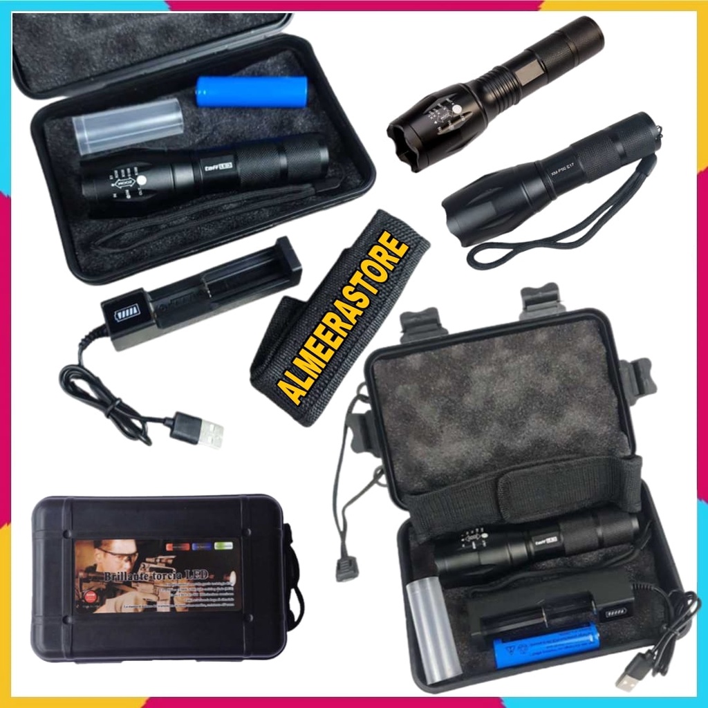 Jual Paket Senter LED Tactical Flashlight Cree XM-P50 XM-L2 8000 Lumens ...
