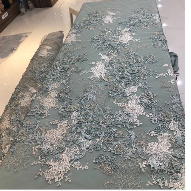 Jual Sarah Burton Lace Hijau Mint/ tile/ tile payet | Shopee Indonesia