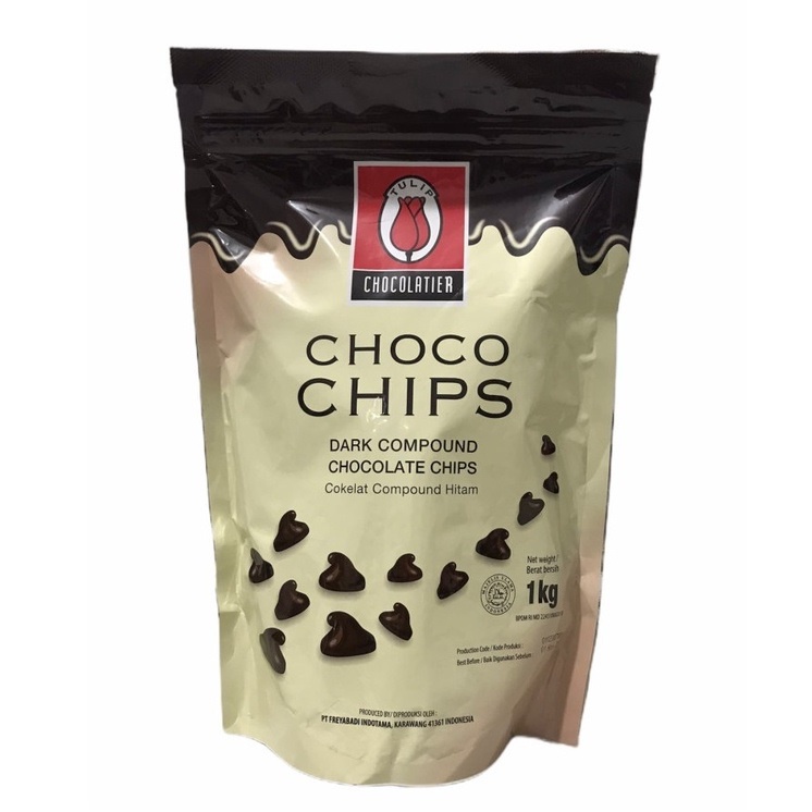 Jual Choco Chips - Tulip Dark Compound Choco Chips 1kg | Shopee Indonesia