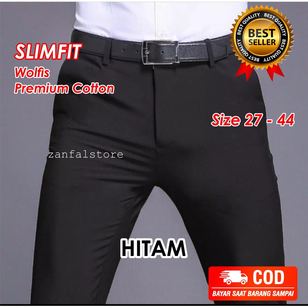 Jual Celana Bahan Dasar Kantor Slimfit Pria Merk Poin Plus Original Dasar Formal Kantor Panjang ...