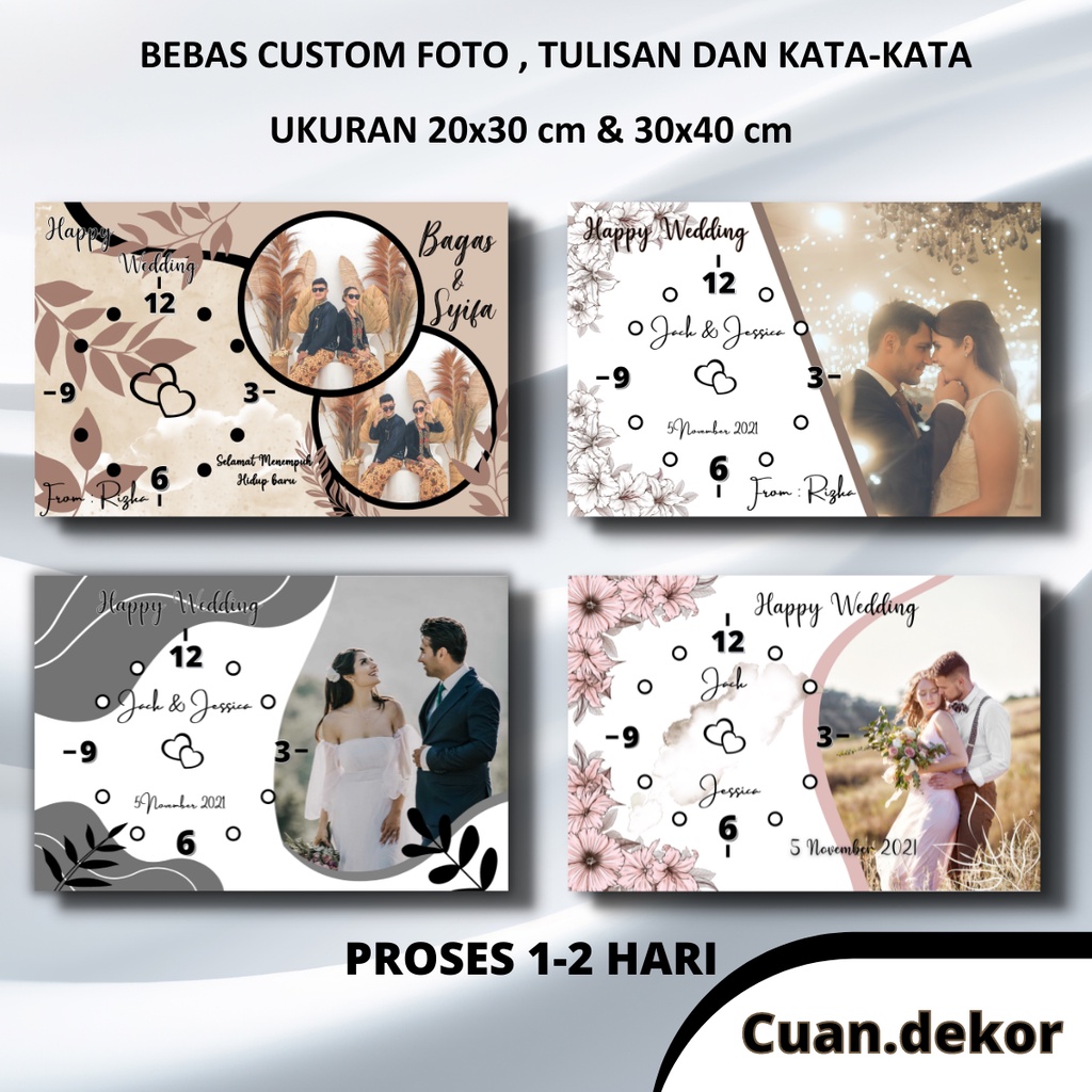Jual JAM DINDING CUSTOM FOTO KADO HADIAH PERNIKAHAN UKURAN 20X30CM ...