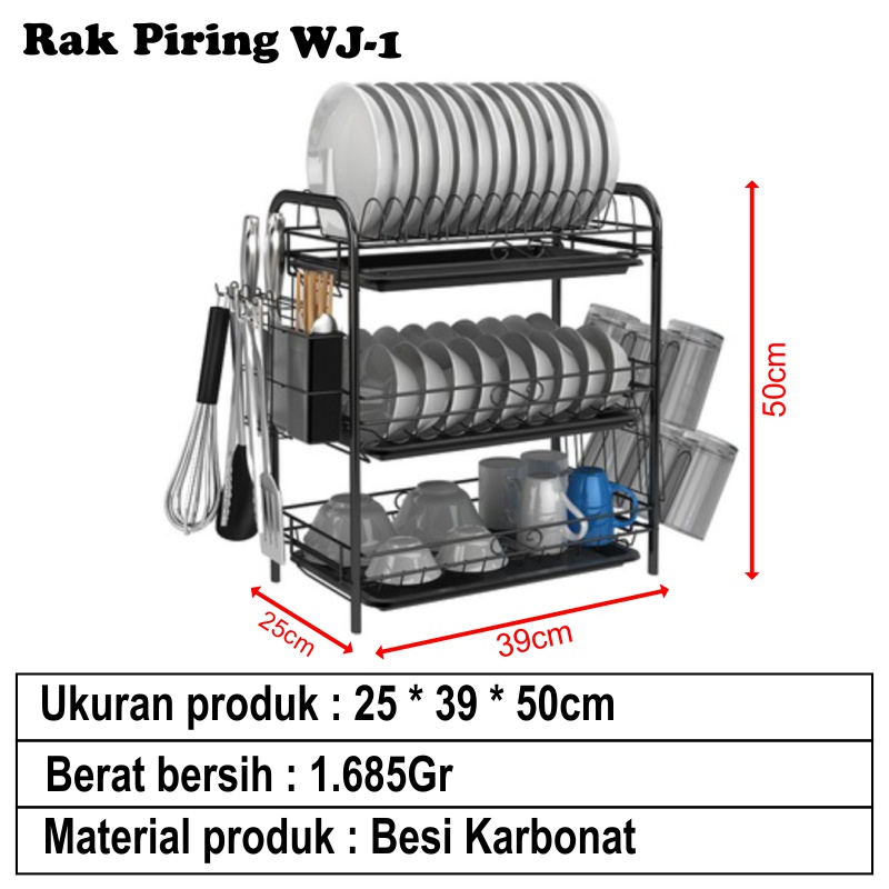 Jual Rak piring Besi Anti Karat 3 susun Rak Piring Multifungsi bagus ...