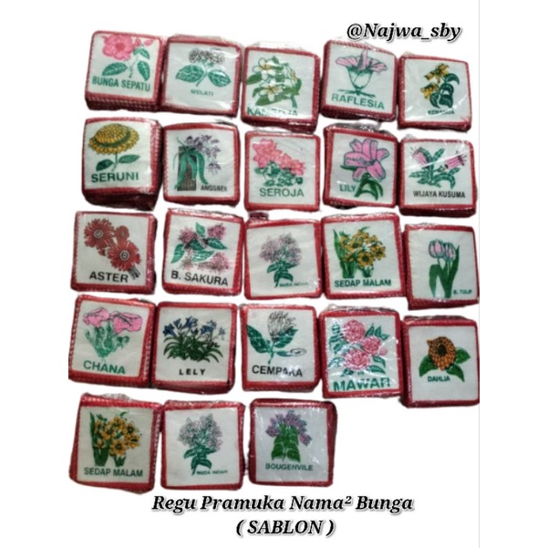 Jual ( 1 Paket = isi 10 Bet + 1 Bendera Logo ) REGU PRAMUKA Nama² BUNGA ...