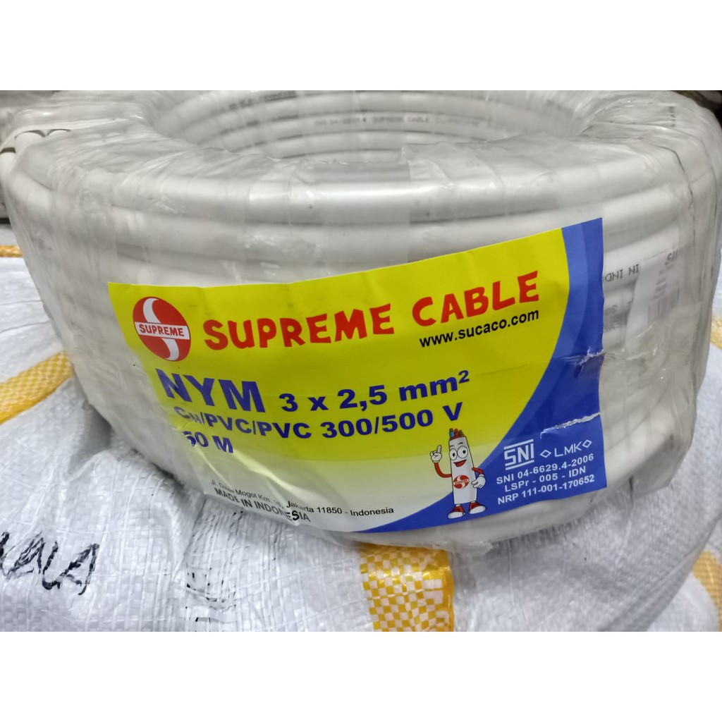 Jual KABEL SUPREME NYM 3x2.5 mm SATU ROLL 50 METER SNI | Shopee Indonesia