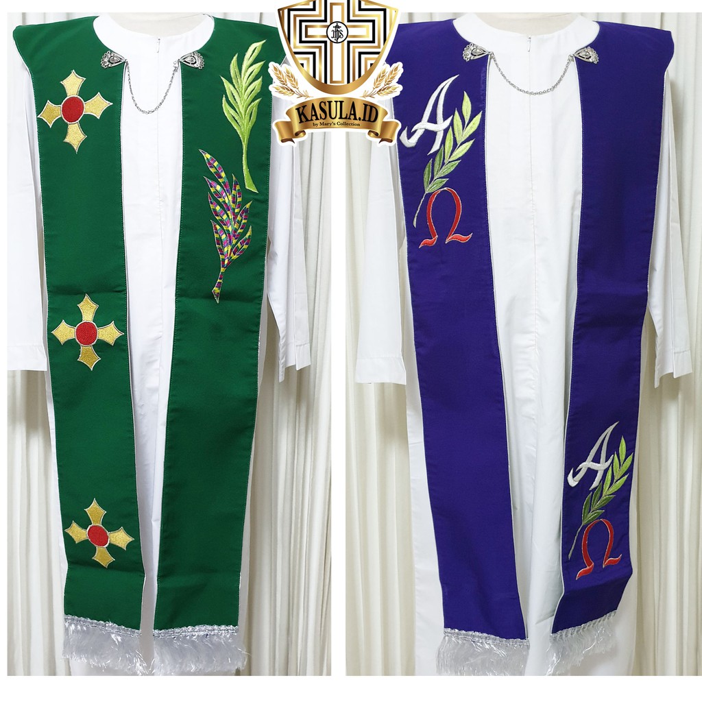 Jual Stola 2 Warna Hijau Ungu Jubah Romo Katolik 24 | Shopee Indonesia