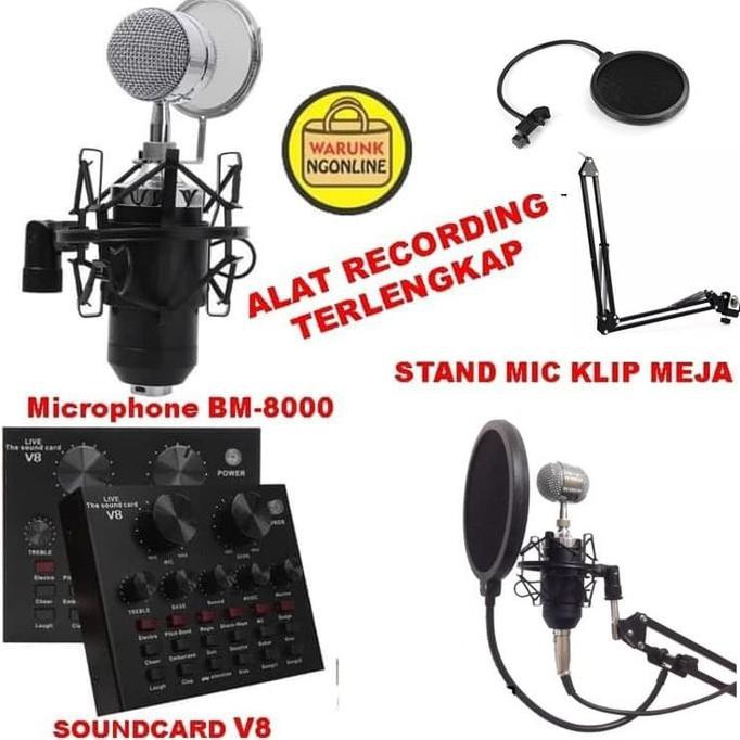 Jual Alat rekaman / karaoke / youtuber smule mic bm-8000 soundcard v8 ...