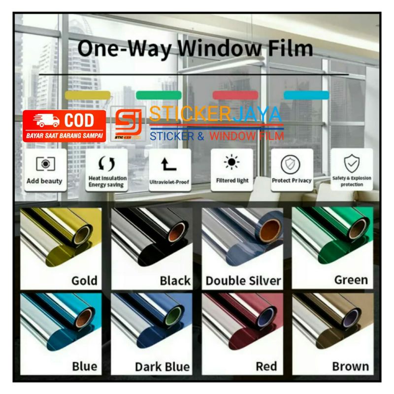 Jual Stiker Kaca Film Cermin One Way Mirror Penolak Panas Jendela Rumah Mobil Gedung Kantor ...