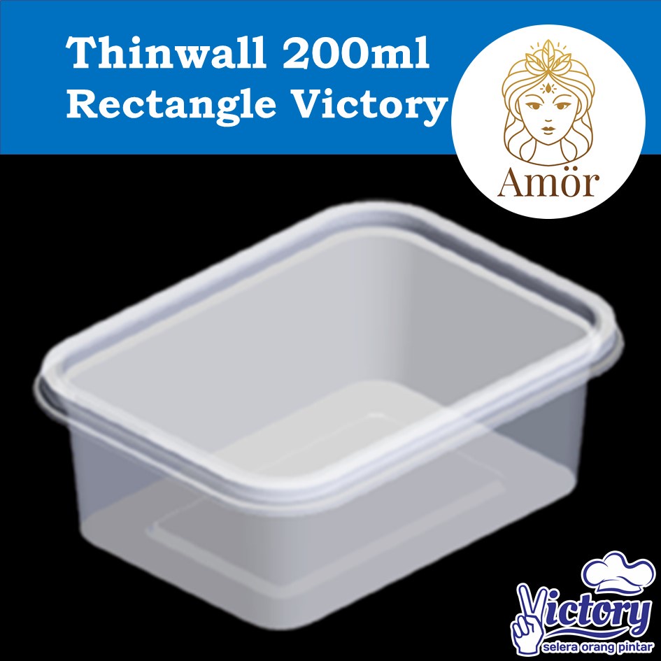 Jual Thinwall 200ml Rectangle Victory Kotak Makan Bekal Plastik 200