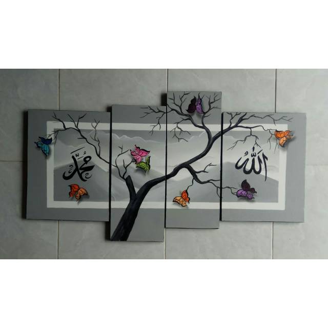 Jual Lukisan kaligrafi ranting abu kupu kupu minimalis | Shopee Indonesia