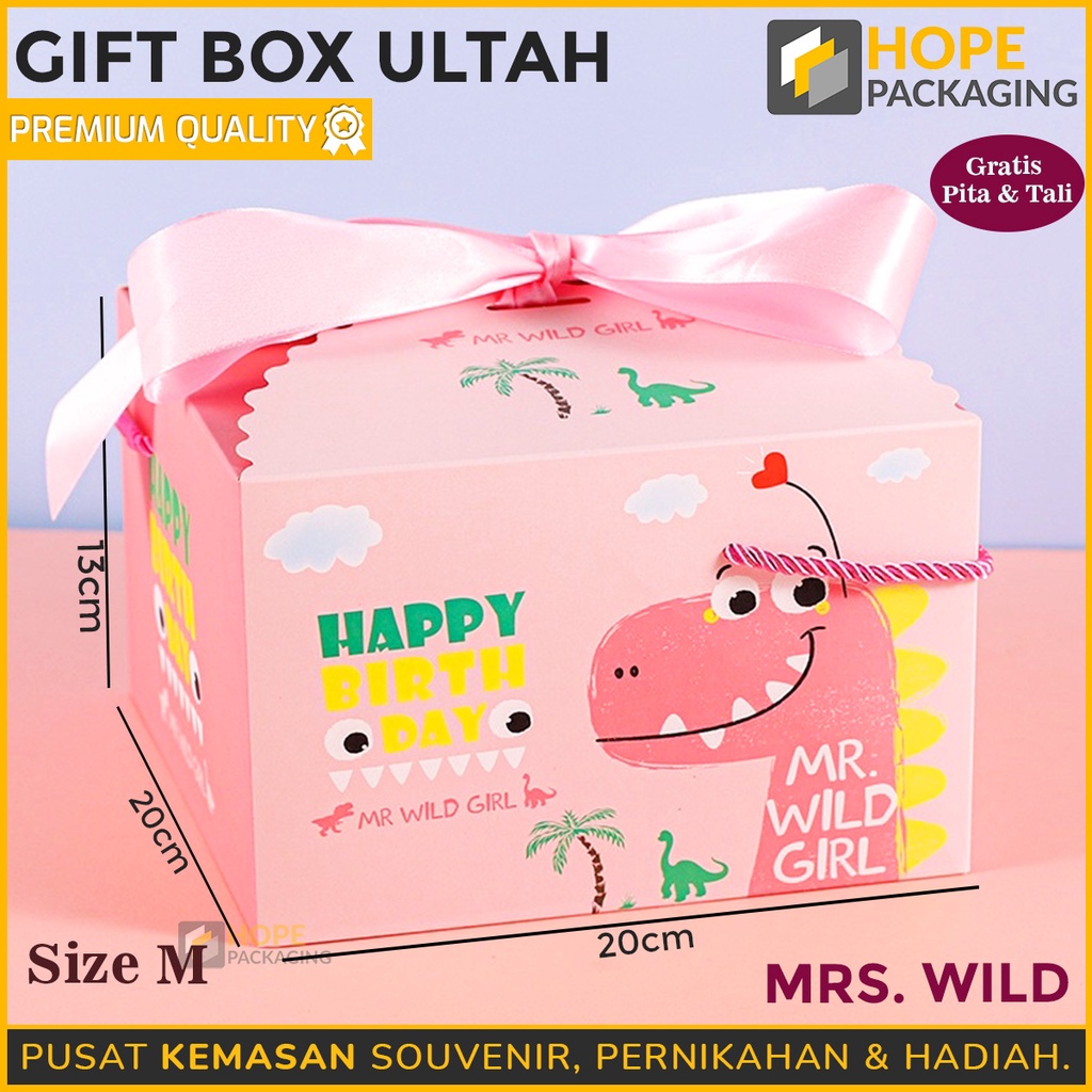 Jual Gift box Ulang Tahun Anak Motif Macan Dino Fancy bunga Navy ...