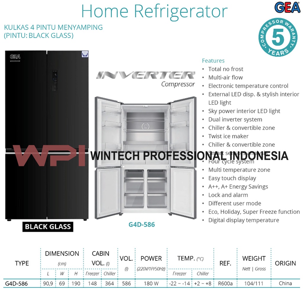 Jual GEA G4D-586 KULKAS SIDE BY SIDE KULKAS 4 PINTU MENYAMPING BLACK ... Jual GEA G4D-586 KULKAS SIDE BY SIDE KULKAS 4 PINTU MENYAMPING BLACK ...