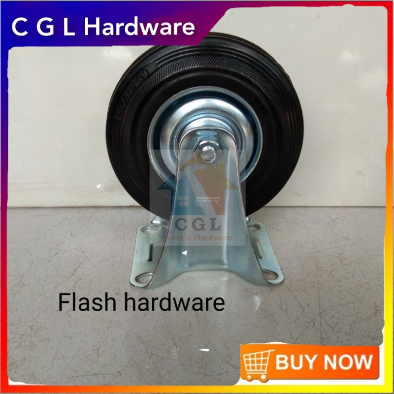 Jual Roda karet / roda trolley / roda etalase lori plat MATI uk 5" inch ...