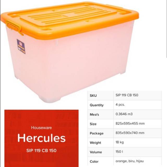 Jual Container box hercules 150 liter shinpo (82.5x59.5x45 cm ...