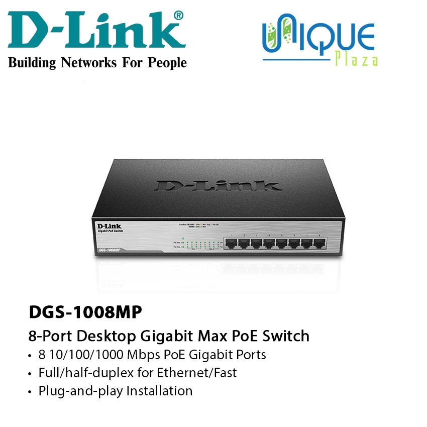 Jual D-Link DGS-1008MP : DLink 8 Port Gigabit PoE Unmanaged Switch ...