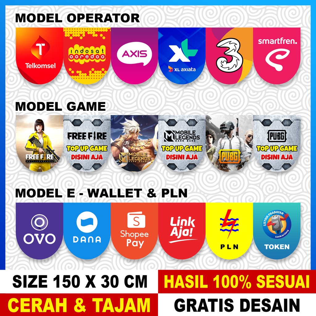 Jual BANNER RENDA SPANDUK KONTER GAME EWALLET UNTUK DEPAN TOKO / BOOTH ...