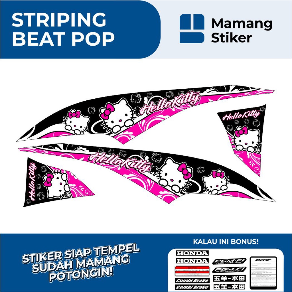 Jual STRIPING HONDA BEAT POP FULL BODY VARIASI 5 HELLO KITTY/STIKER ...