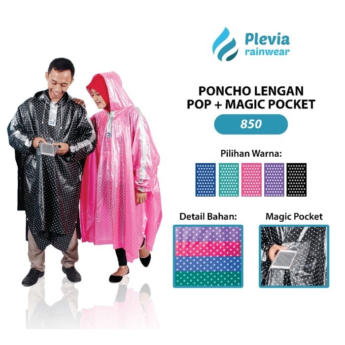 Jual Jas Hujan Ponco Pop Plus Magic Pocket Plevia 850 Poncho Motor ...
