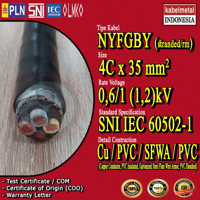 Jual Kabel NYFGBY 4x35 mm2 METAL /4x35 mm/4 x 35 mm2/4 x 35 mm/4x35mm2 ...