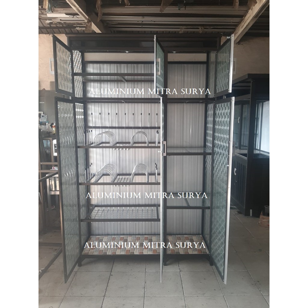 Jual Rak Piring 3 pintu Aluminium SUPER COKLAT Lemari Dapur Kitchen Set ...