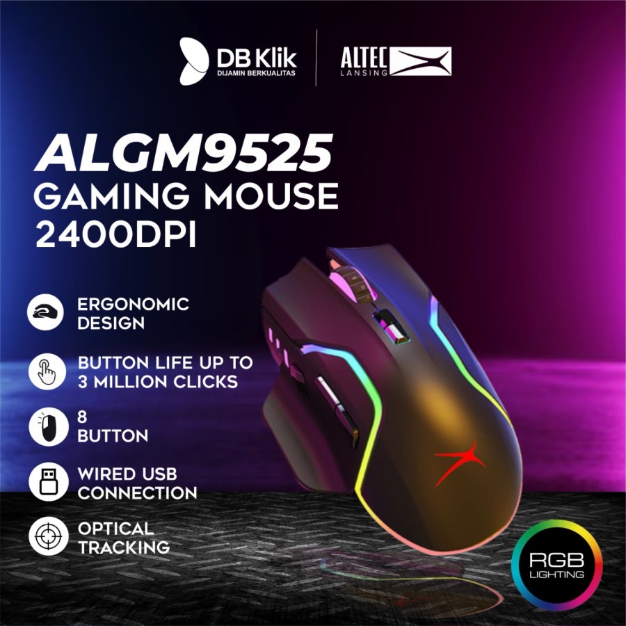Jual Mouse Gaming ALTEC LANSING ALGM-9525 Wired 2400DPI - ALTEC ...
