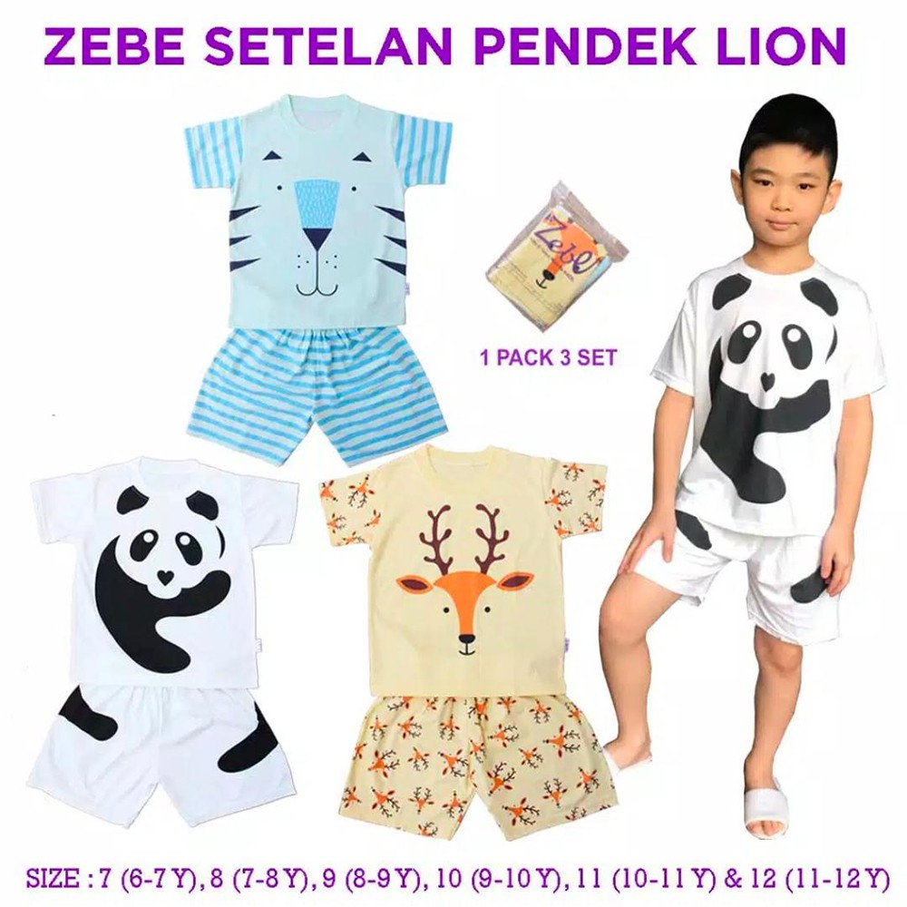 Jual Zebe Setelan Pendek Lion edition 3pcs Boy Baju Anak Laki Laki ...