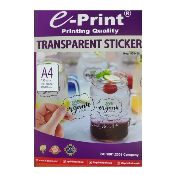 Jual E-PRINT STICKER TRANSPARAN A4 150 GSM | Shopee Indonesia