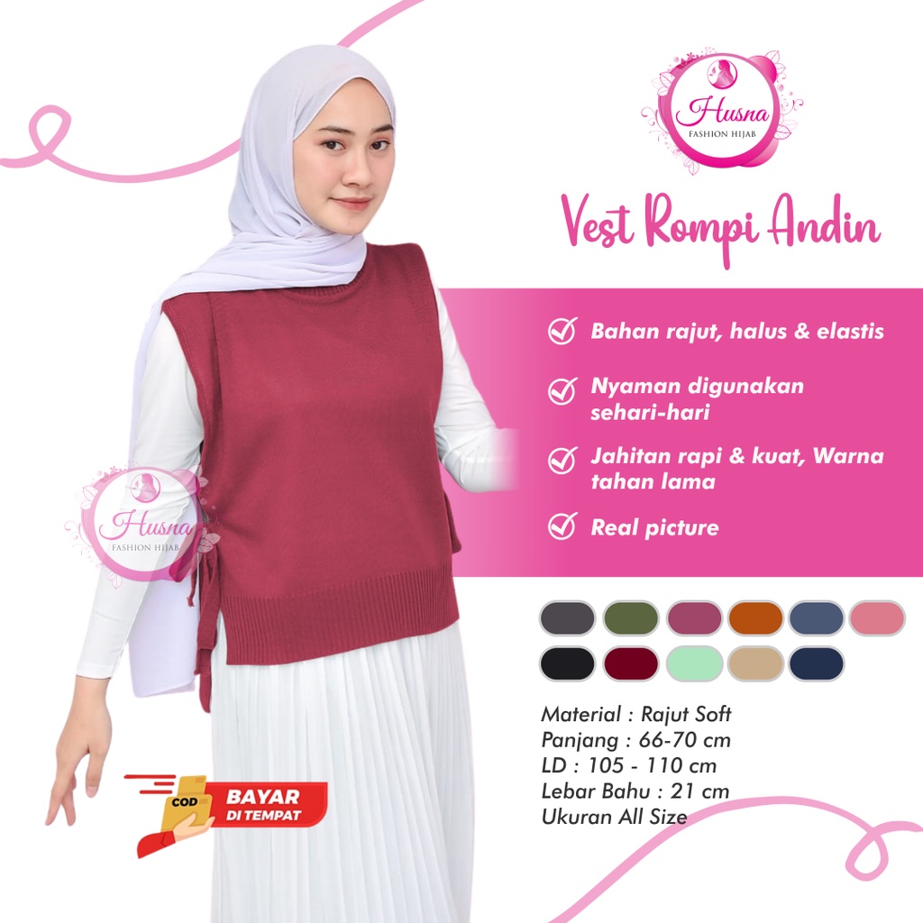 Jual Rompi Vest Rajut Outer Oter Korean korea Style Wanita Perempuan ...