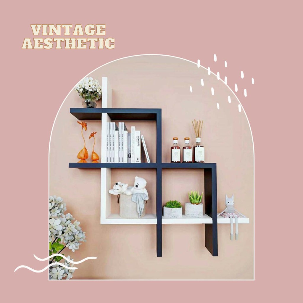 Jual RAK DINDING VINTAGE AESTHETIC TEMPEL MINIMALIS DEKORASI INTERIOR ...