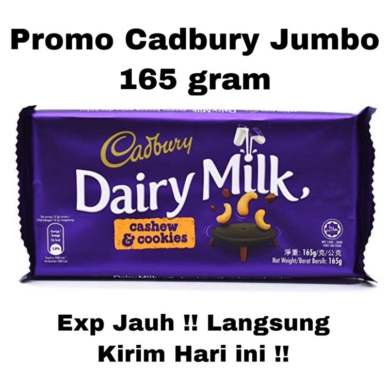 Jual Cadbury cokelat Jumbo 165 gram terlaris cadburry dairy milk ...