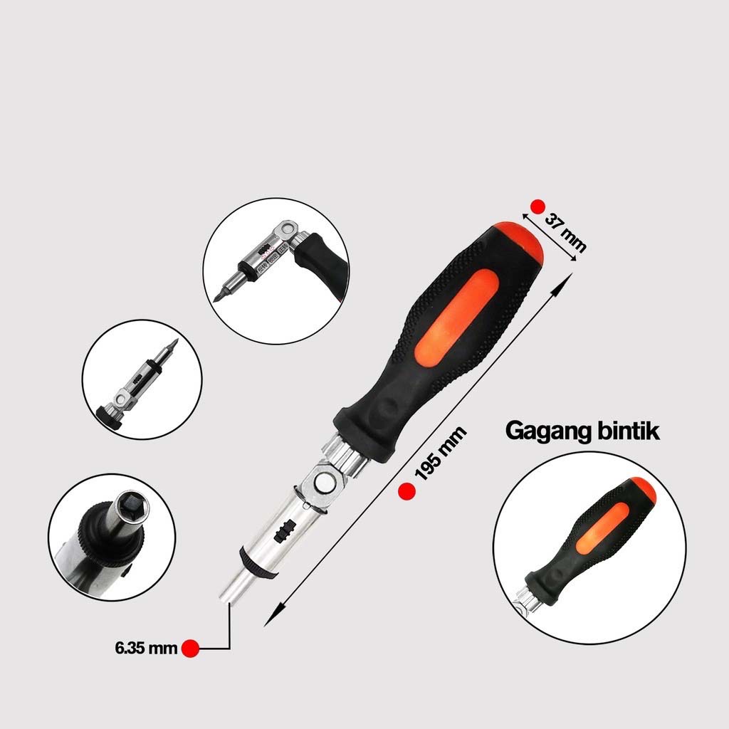 Jual Kepala Obeng Ratchet Magnetic 1/4 Inch Hex 180 Derajat | Obeng Multifungsi | Shopee Indonesia