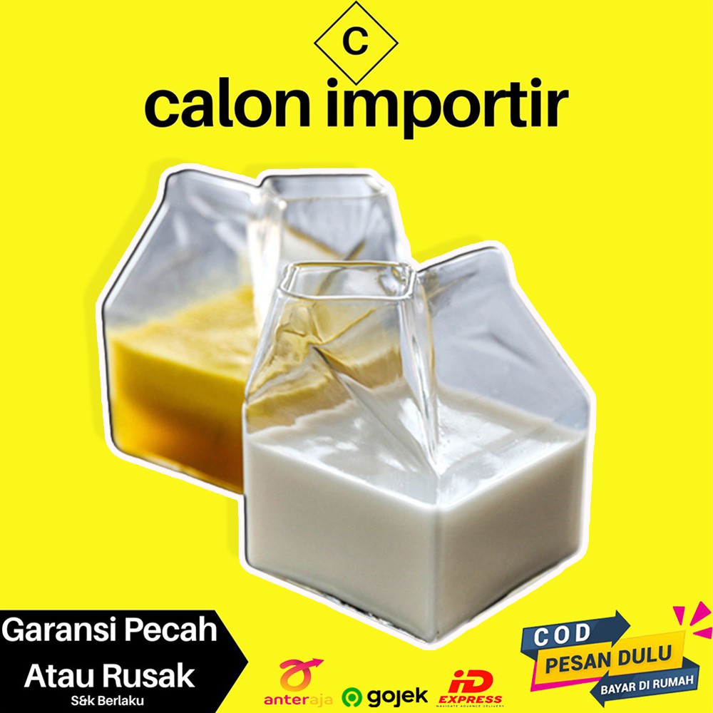 Jual Gelas Susu Kaca Design Aesthetic Estetik Milk Box 300ml Cardboard ...