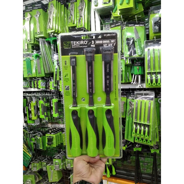 Jual TEKIRO GT-WC1747 pahat / tatah kayu set isi 3 pcs / wood chisel ...