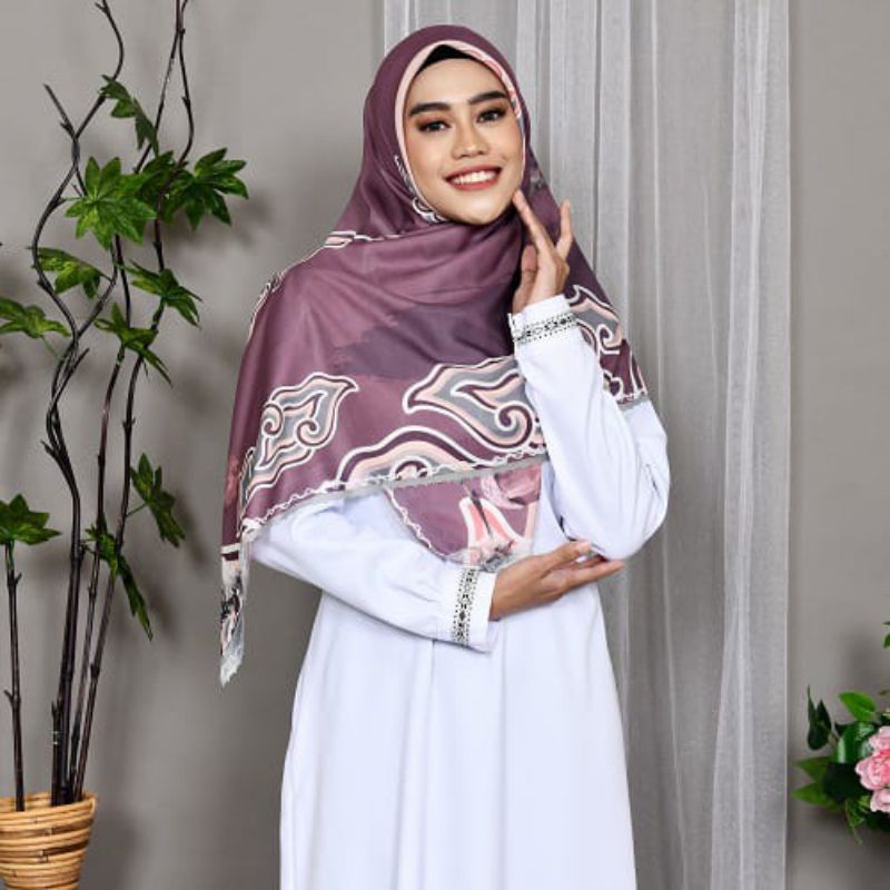 Jual Gamita scarf hijab motif cirebon mega mendung segi empat | Shopee ...