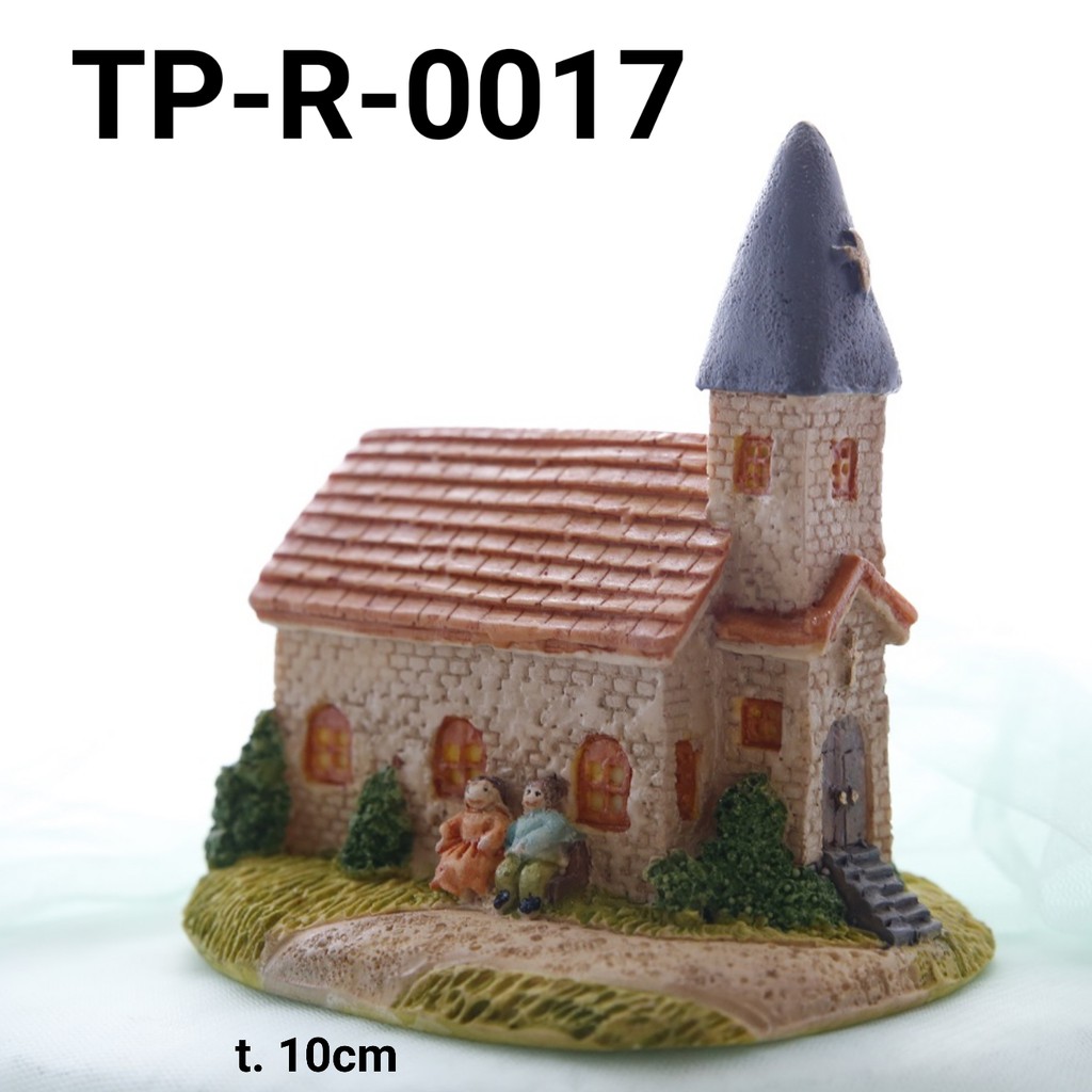 Jual TP-R-0017 Cake topper patung pajangan resin rumah taman yamama ...