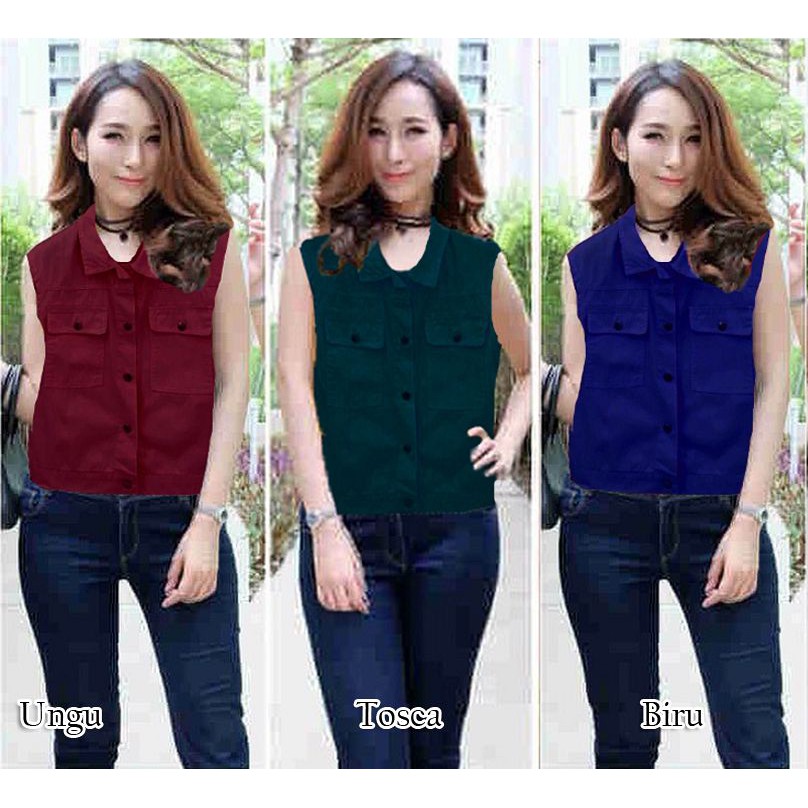 Jual Kemeja Tangan pendek Wanita Kekinian Model Kancing Hidup CTRL 06 ...