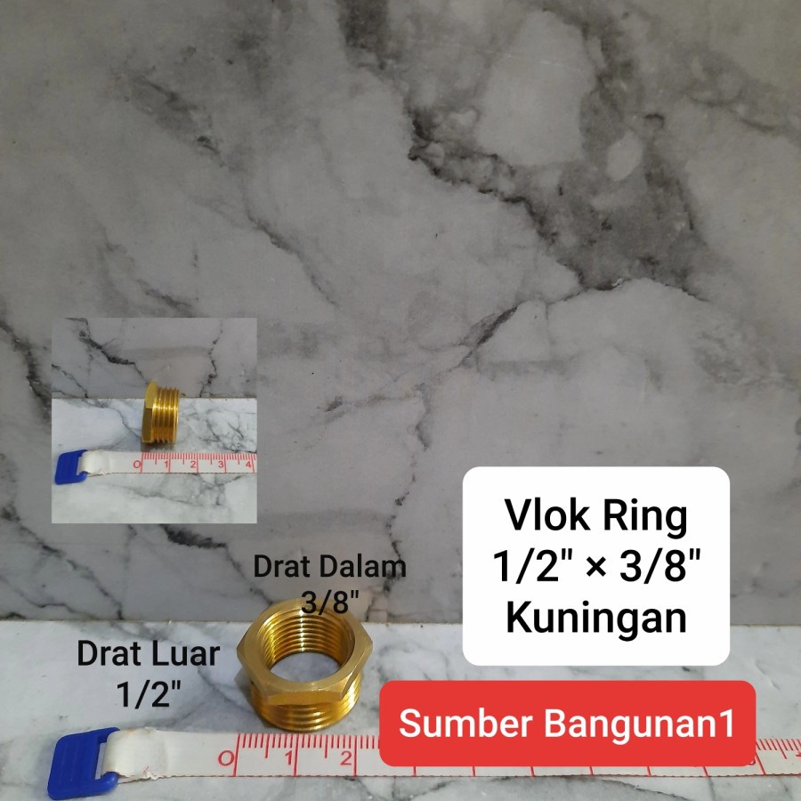 Jual Vlok ring 3/8 x 1/2 kuningan sok drat luar dalam 3/8" x 1/2" vlock ...