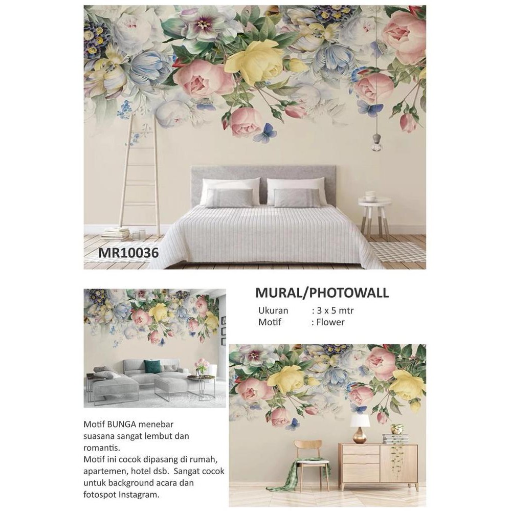 Jual Photowall Mural 3D Dinding Wallpaper Mural Bunga Rose White ...