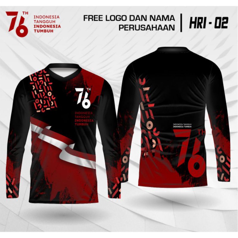 Jual jersey HUT RI 76 tahun baju kaos kemerdekaan indonesia kaos pria lengan panjang | Shopee ...