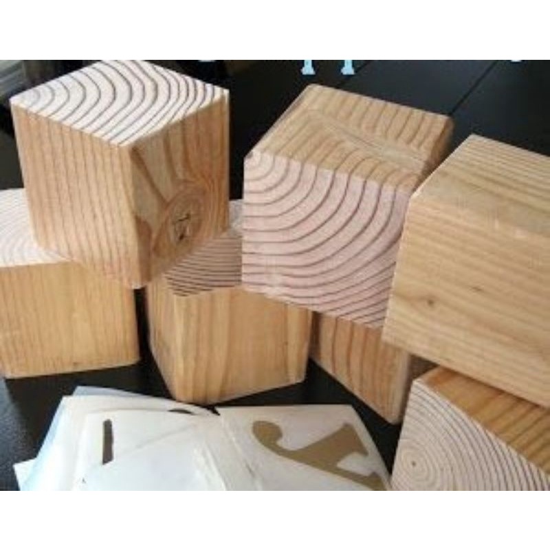 Jual kayu balok kubus / wooden cube block 4x4 cm multifungsi minimal ...