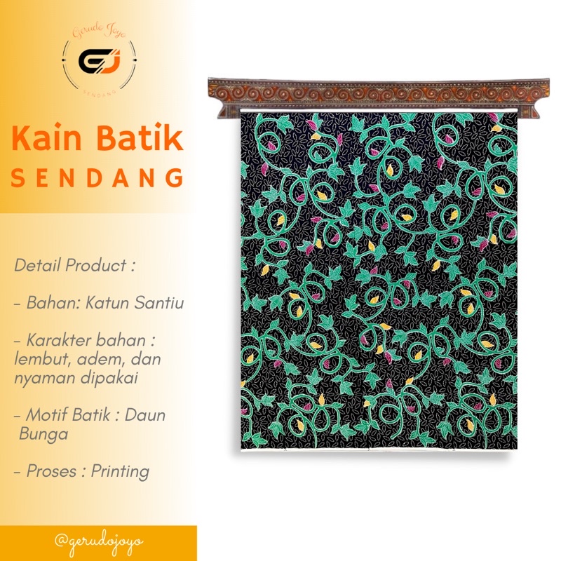 Jual Kain Batik Sendang Motif Daun Bunga Handmade Batik Tulis / Batik Cap / Batik Printing Bahan ...