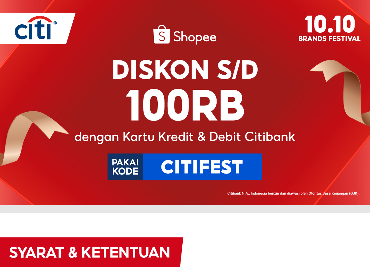 Diskon hingga 100RB dengan Kartu Kredit dan Debit Citibank